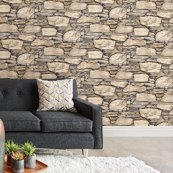 NU2065 - Hadrian Stone Wall Peel and Stick Wallpaper - by NuWallpaper