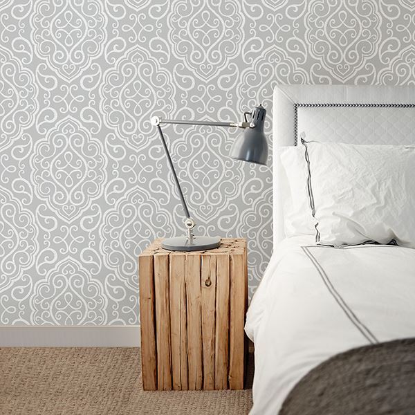 2716-23815 - Heavenly Grey Damask Wallpaper - by A - Street Prints