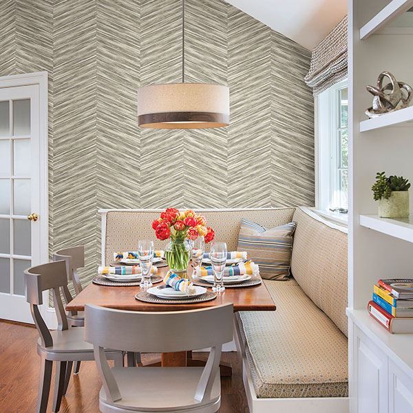 2766-23775 - Aldie Beige Chevron Weave Wallpaper - by Brewster