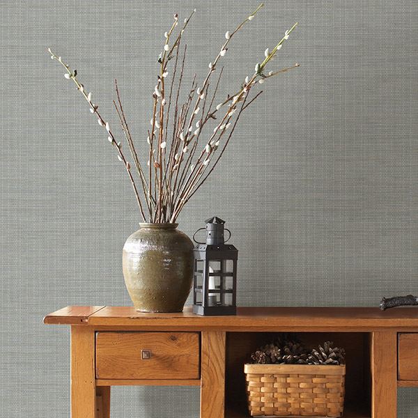 3118-016913 - Kent Grey Grasscloth Wallpaper - by Chesapeake