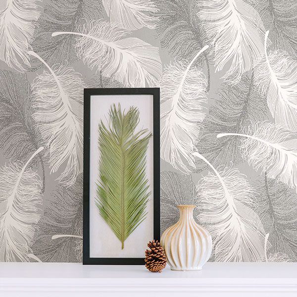 2836-M0923 - Alonso Grey Plume Wallpaper - by Advantage