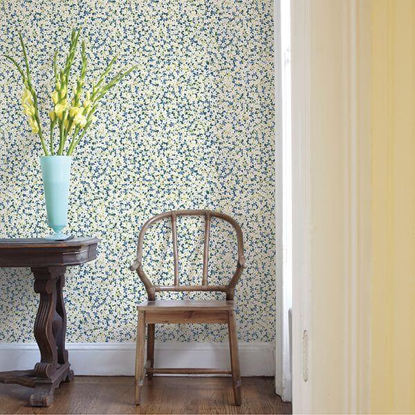 York Wallcoverings. 2901-25445 - Giverny Blue Miniature Floral ...