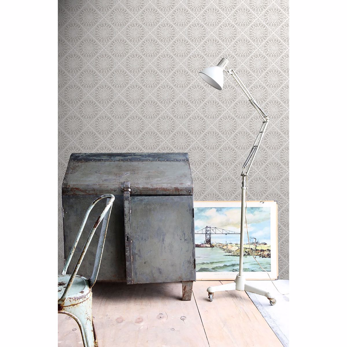 DD148609 - Maureen Cream Medallion Wallpaper - by ESTA Home