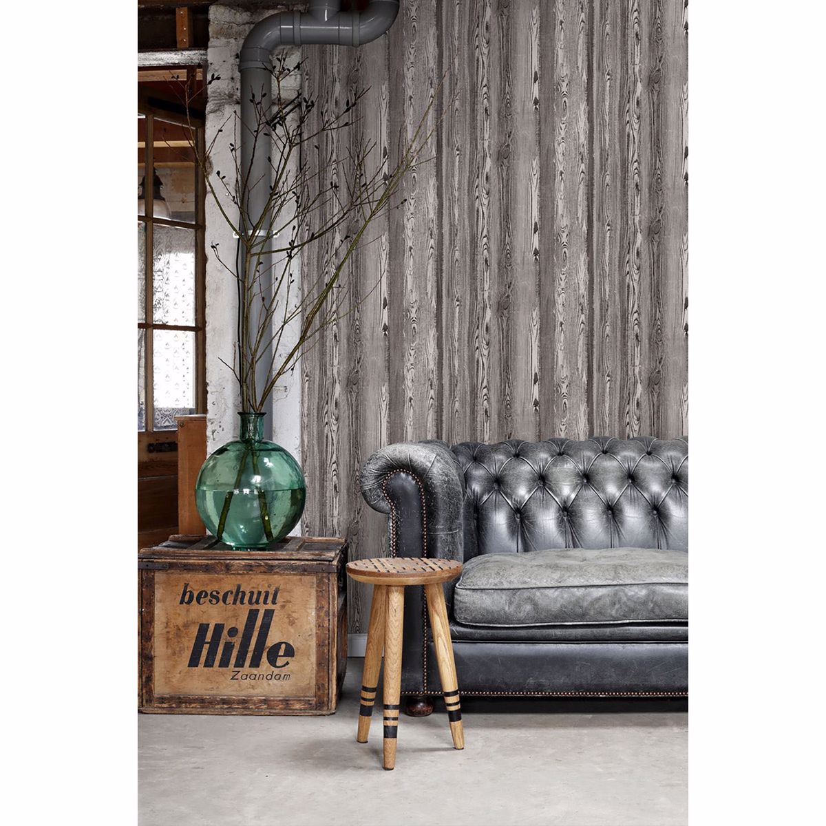 DD148627 - Cady Brown Wood Panel Wallpaper - by ESTA Home