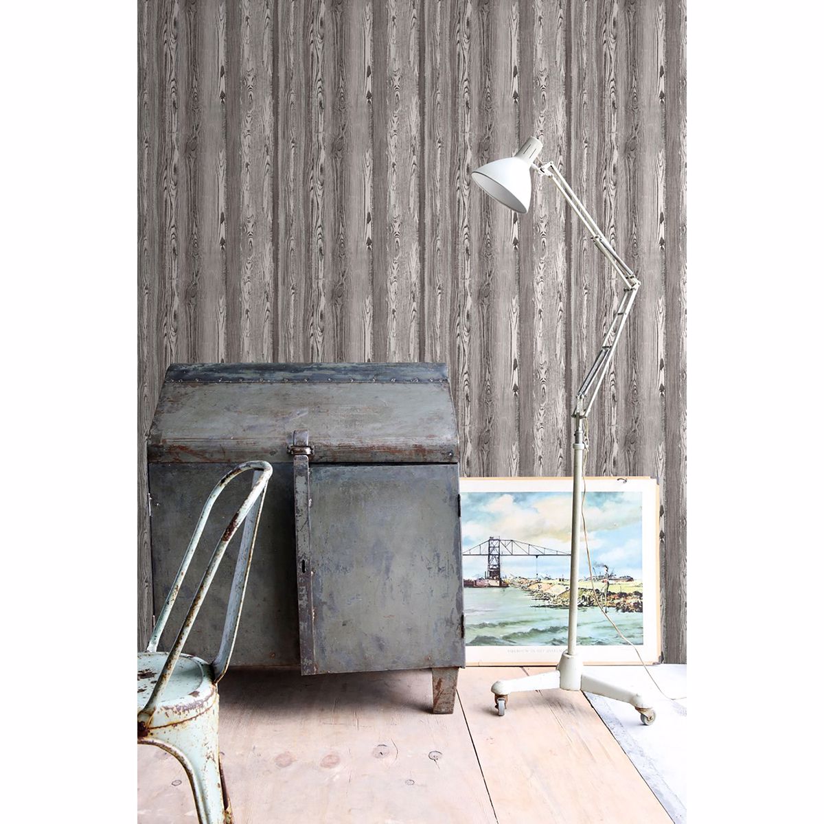 DD148627 - Cady Brown Wood Panel Wallpaper - by ESTA Home