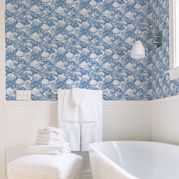 2904-25691 - Surfside Blue Shells Wallpaper - by Brewster