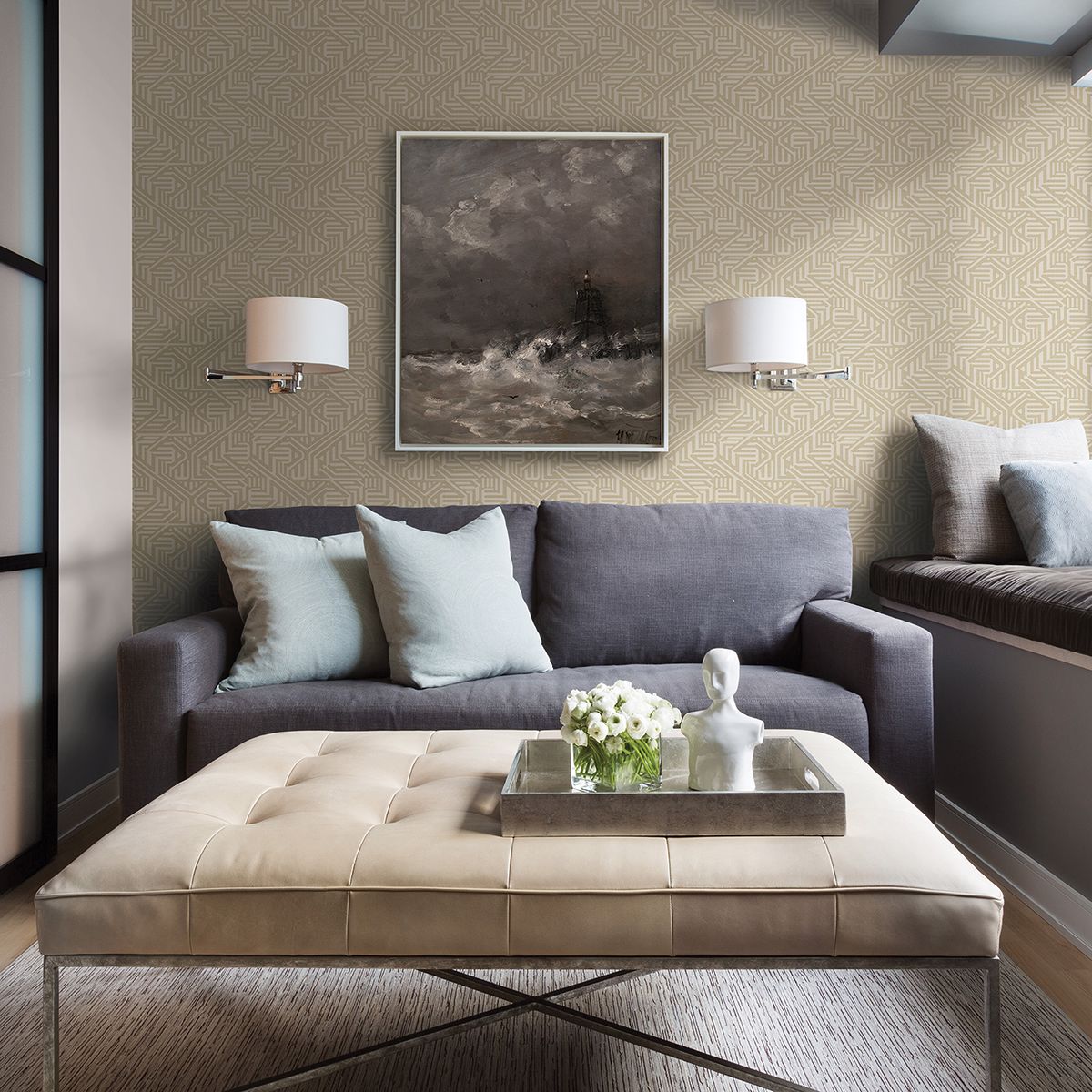 2949-60605 - Nambiti Cream Geometric Wallpaper - by A-Street Prints