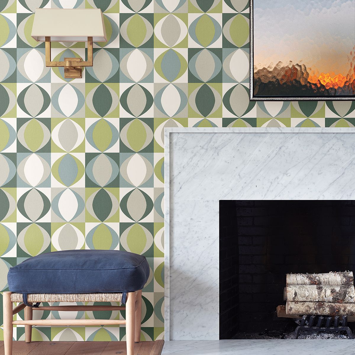 2903-25845 - Archer Green Linen Geometric Wallpaper - by A-Street Prints