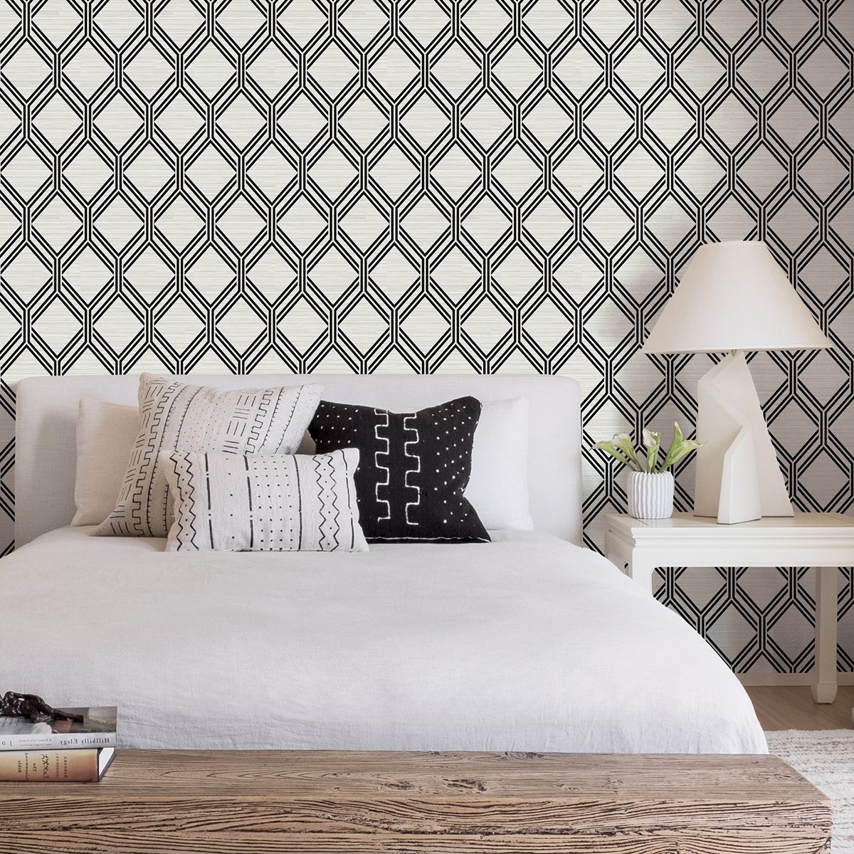 2910-2731 - Vaughan Grey Geometric Wallpaper - by Warner Textures
