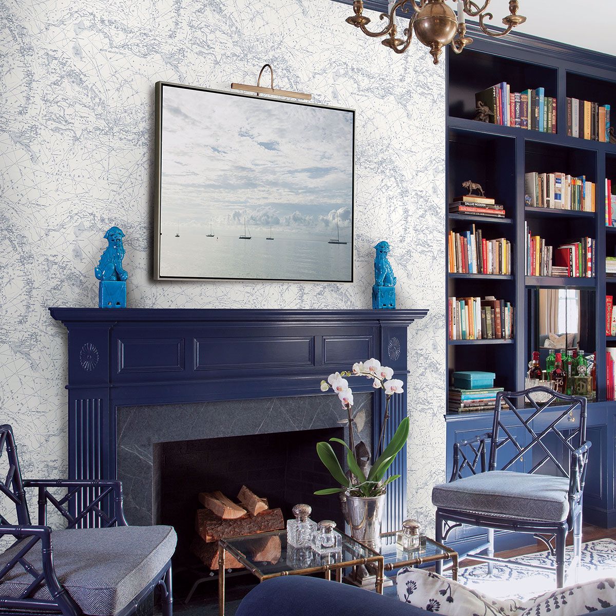 3120-16178 - Charts Navy Map Wallpaper - by Chesapeake