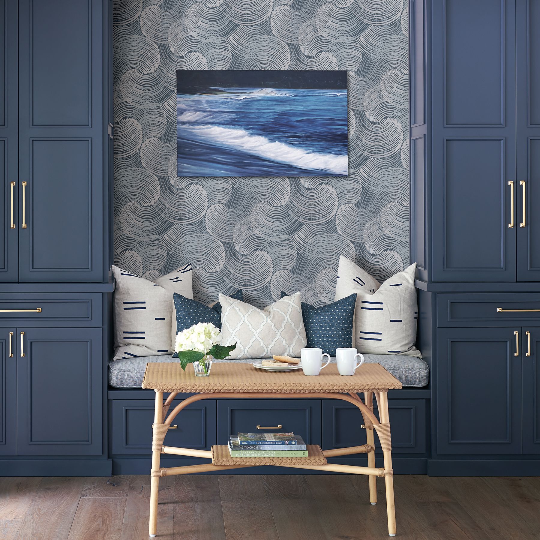 2964-25905 - Karson Blue Swirling Geometric Wallpaper - by A-Street Prints