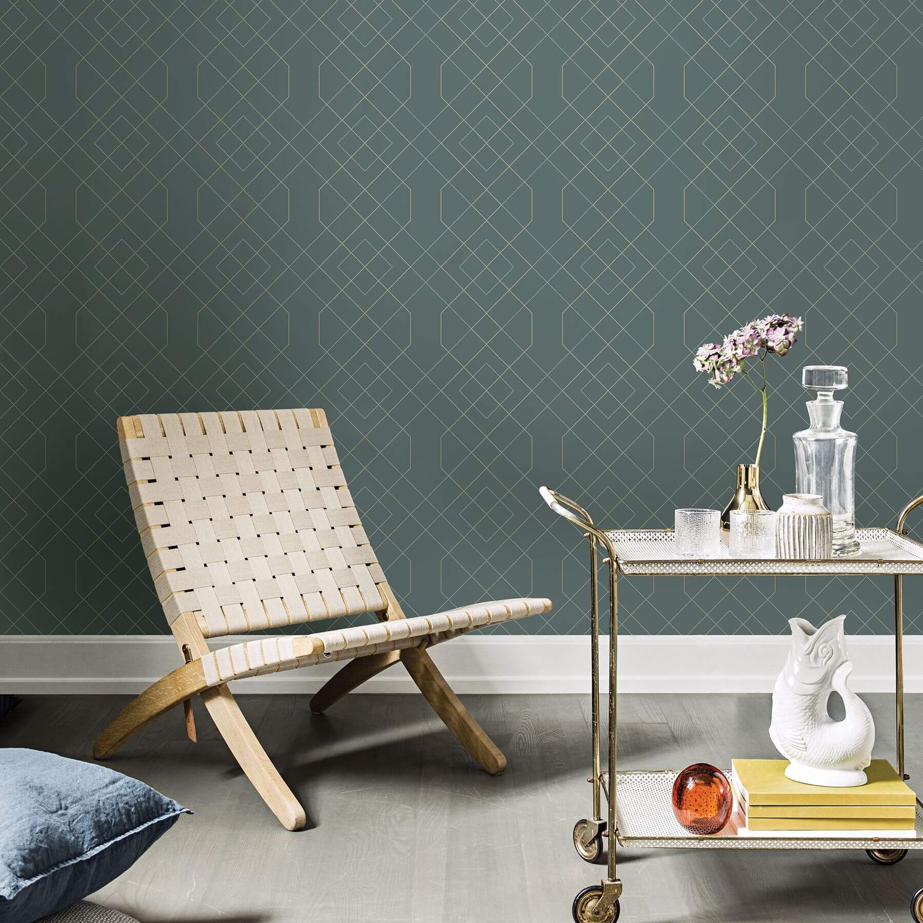 2964-25911 - Ballard Teal Geometric Wallpaper - by A-Street Prints