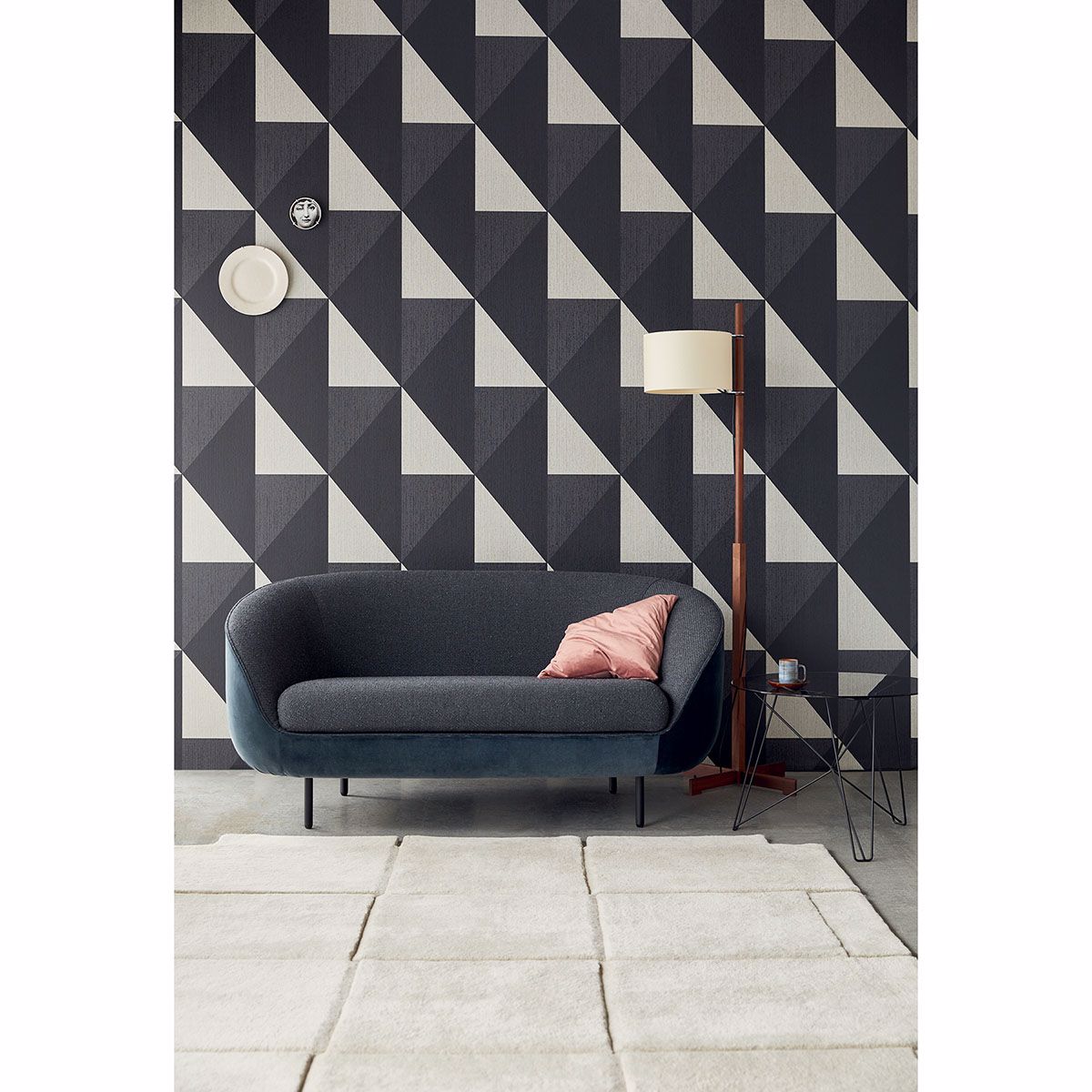395823 - Diamond Black Tri-Tone Geometric Wallpaper - by Eijffinger