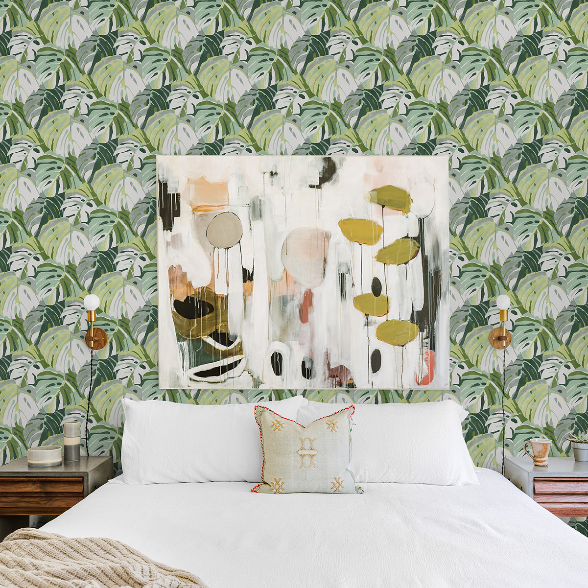 2969-26006 - Samara Green Monstera Leaf Wallpaper - by A-Street Prints