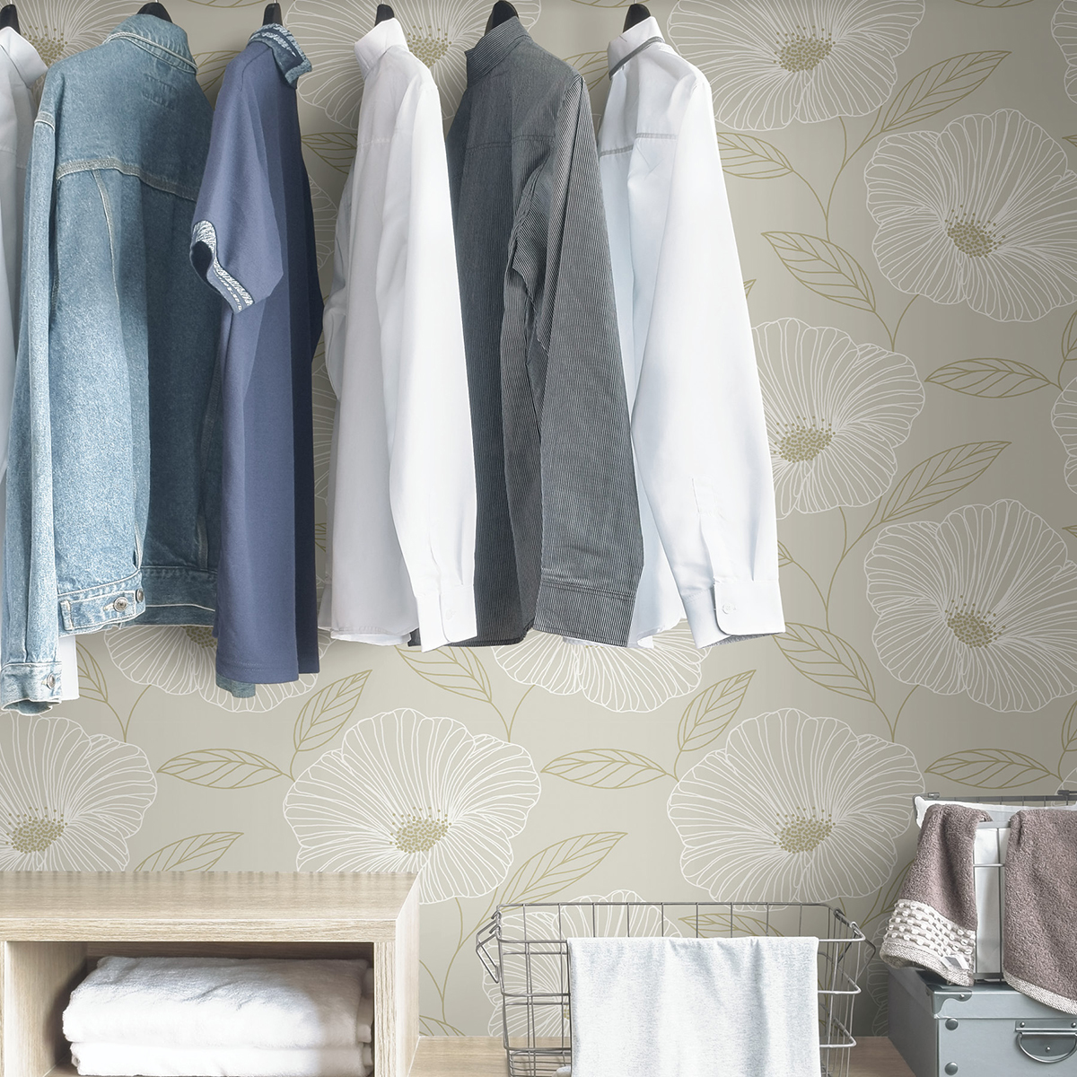 NUS3579 - Dove Floweret Peel and Stick Wallpaper - by NuWallpaper