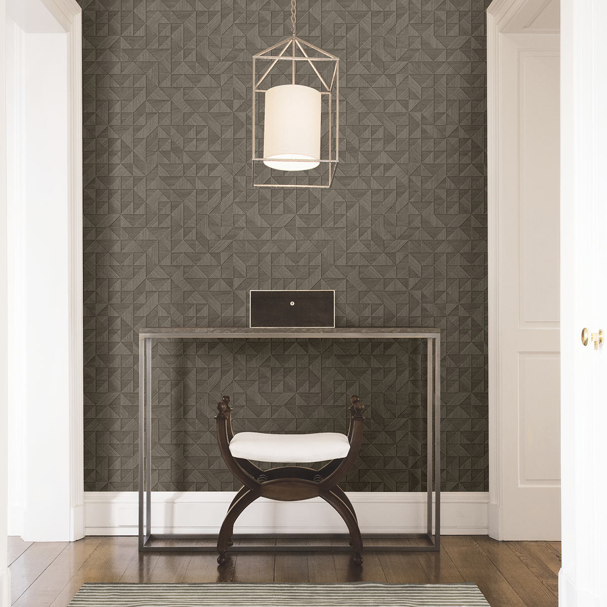 2896-25327 - Gallerie Dark Grey Triangle Geometric Wallpaper - by Decorline