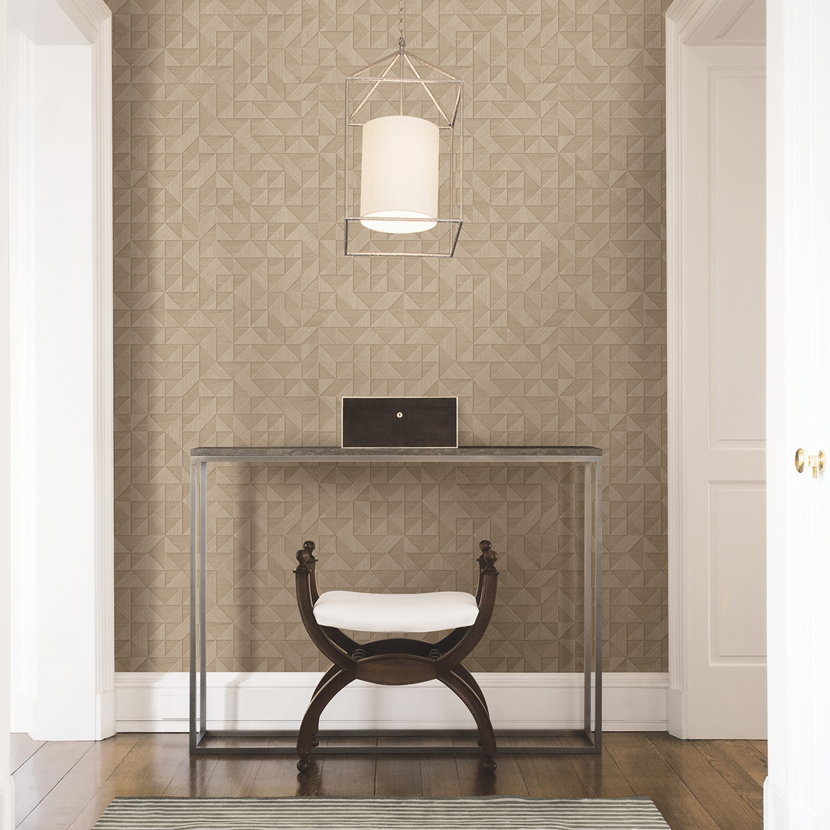 2896-25328 - Gallerie Taupe Triangle Geometric Wallpaper - by Decorline