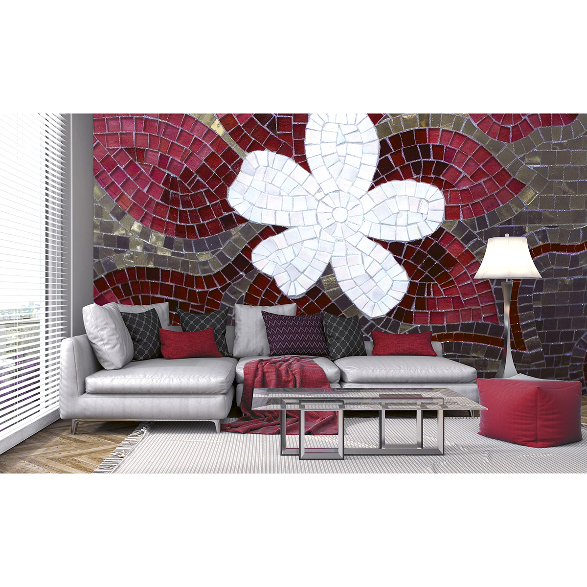 MS-5-0114 - Red Mosaic Wall Mural - by Dimex