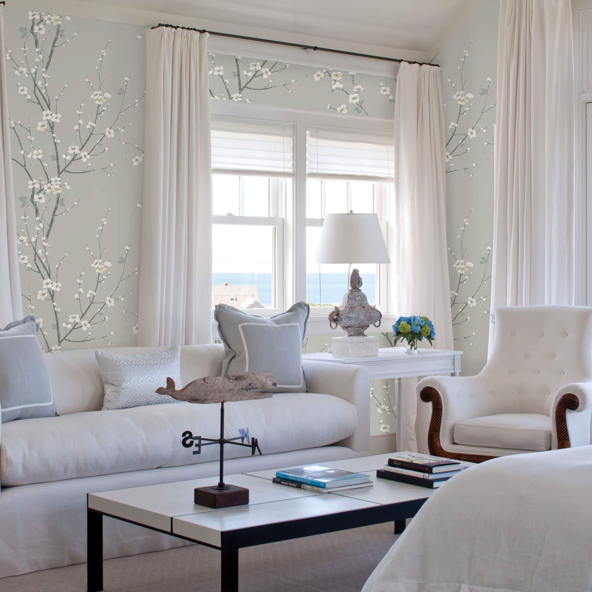 2927-81808 - Monterey Silver Mist Floral Branch Wallpaper - by A-Street ...