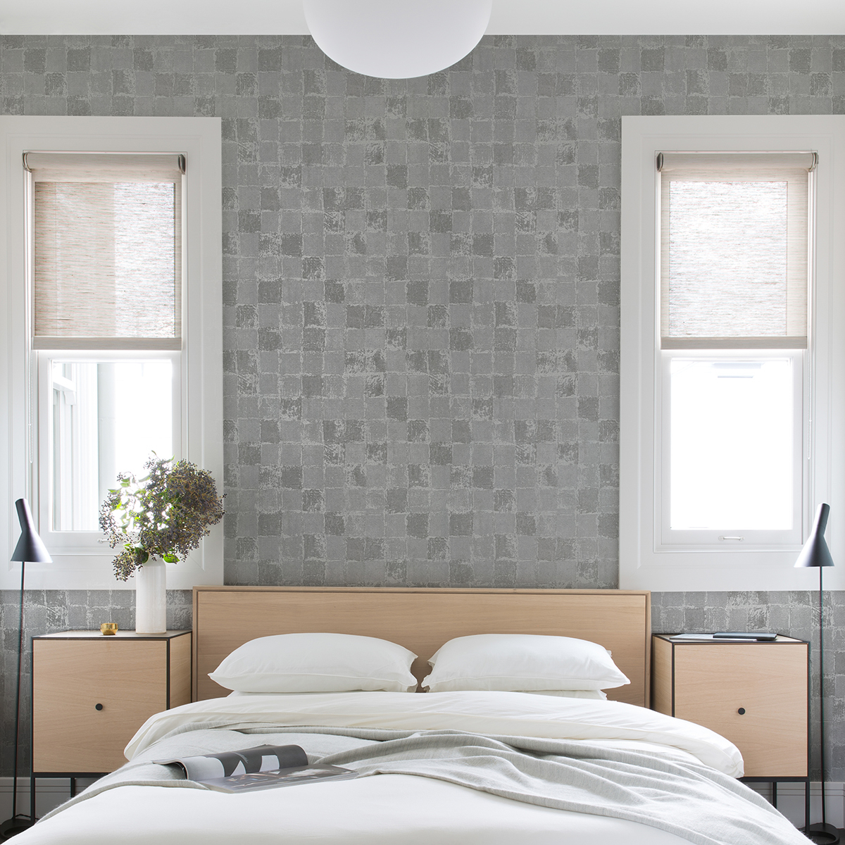 4019-86421 - Varak Silver Checkerboard Wallpaper - by A-Street Prints