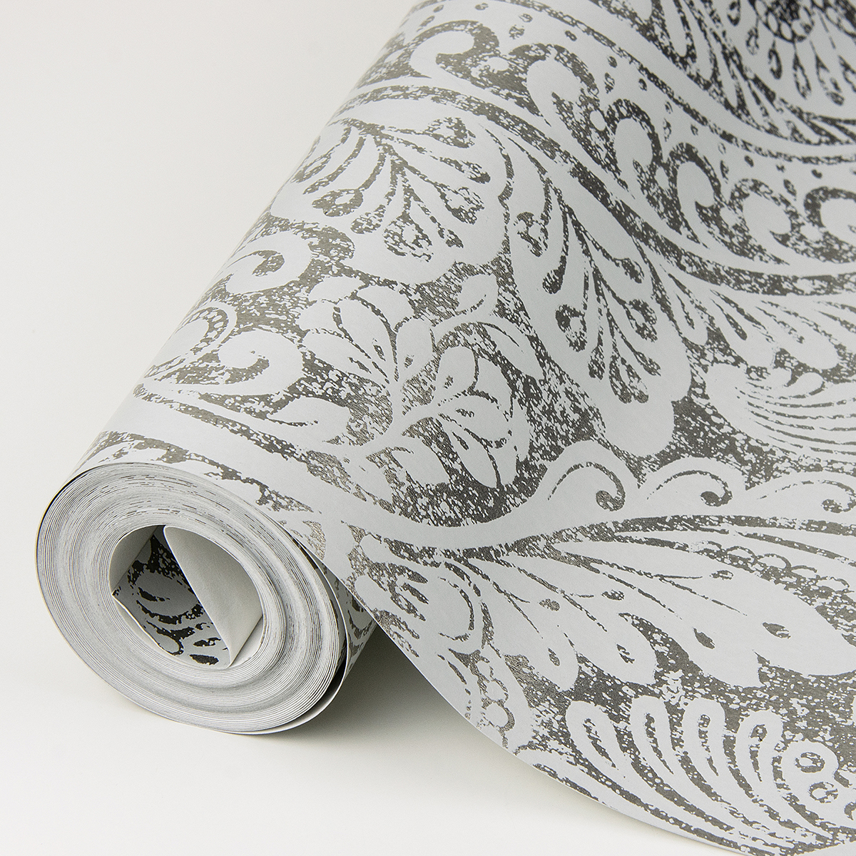 4019-86443 - Artemis Silver Floral Damask Wallpaper - by A-Street Prints
