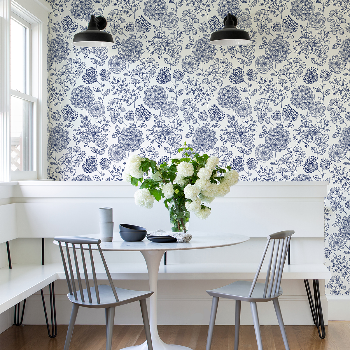York Wallcoverings. 2975-26205 - Ada Blue Floral Wallpaper - by A ...