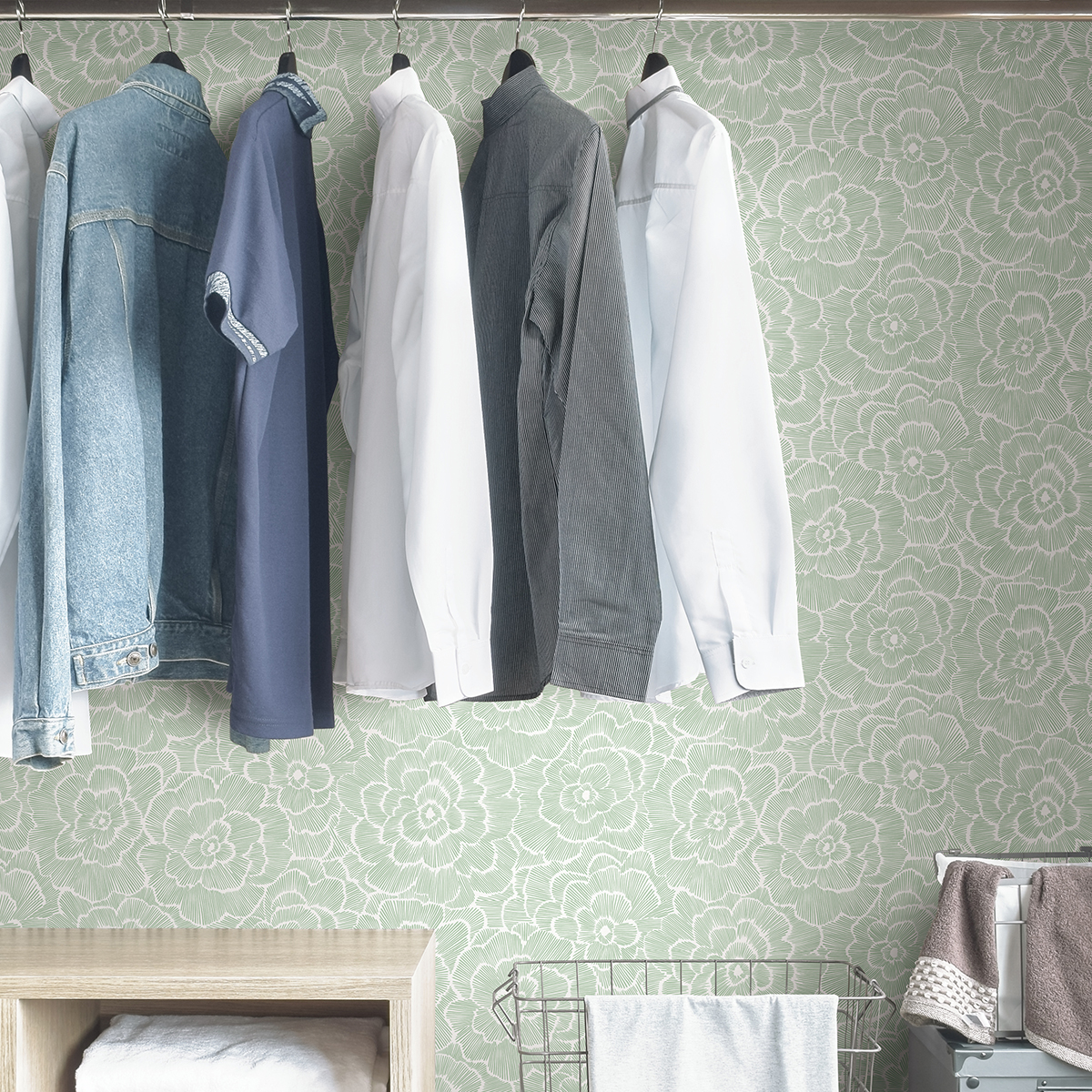 NUS4046 - Green Saraya Peel and Stick Wallpaper - by NuWallpaper