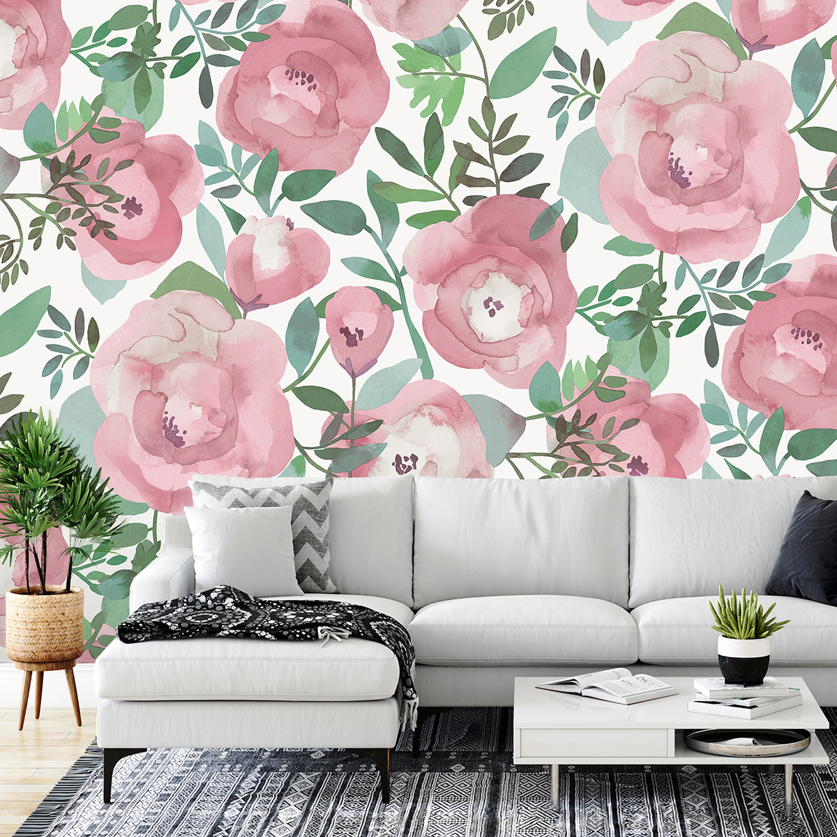 ASTM3905 - Blooming Floral Darling Pink Wall Mural - by Katie Hunt ...