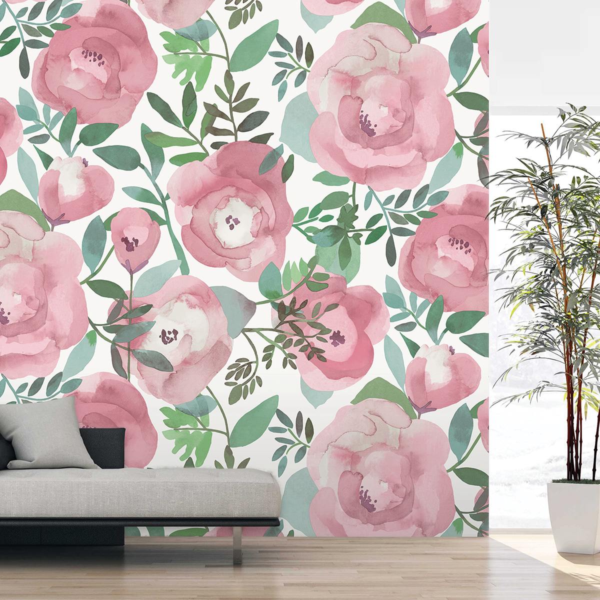 ASTM3905 - Blooming Floral Darling Pink Wall Mural - by Katie Hunt ...