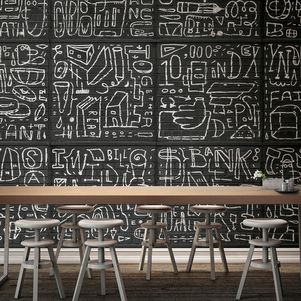 ASTM4133 - BKYLN Bank Multi-Panels Black Wall Mural - by A-Street Prints