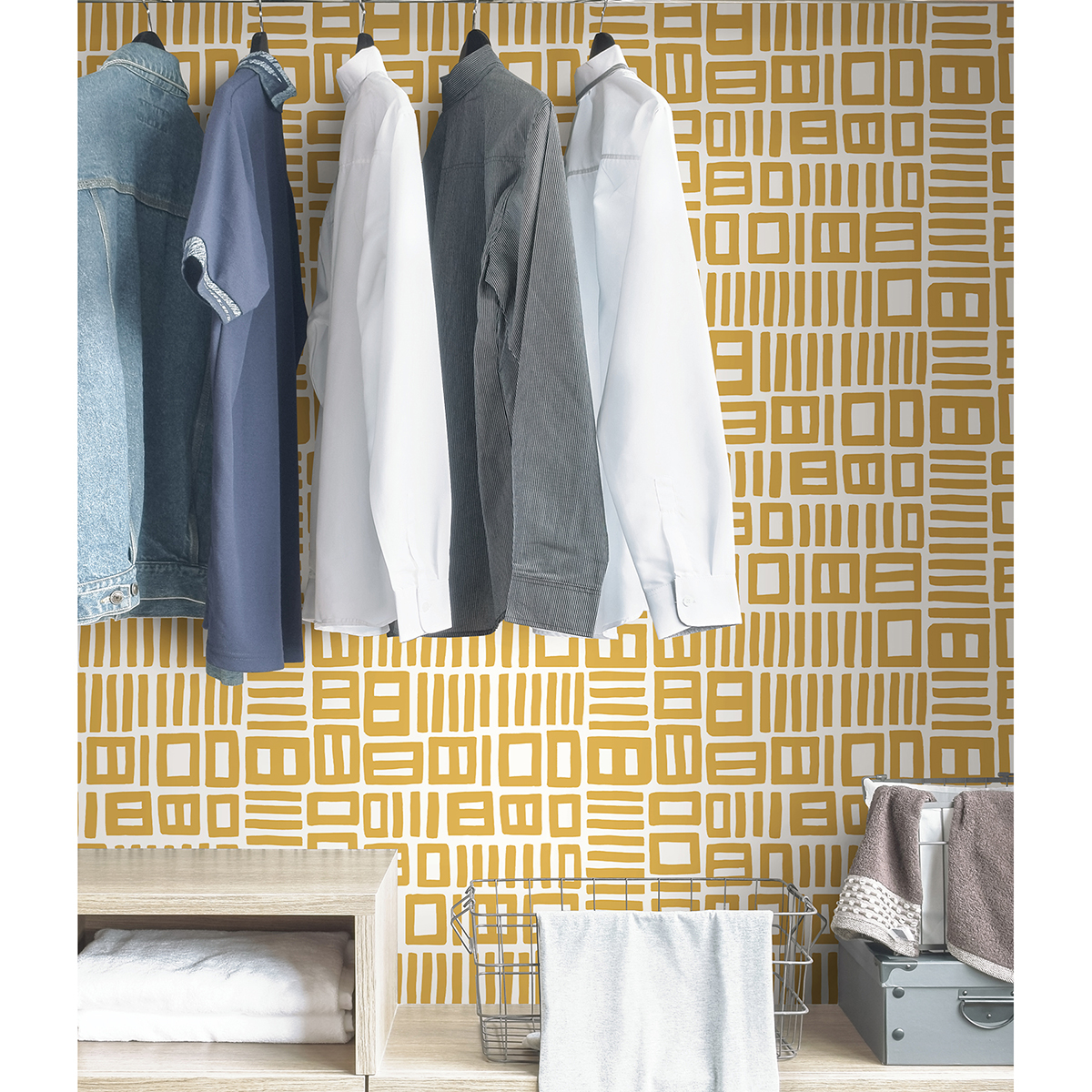 BPS4056 - Yellow Traverse Peel and Stick Wallpaper - by Black Pepper ...