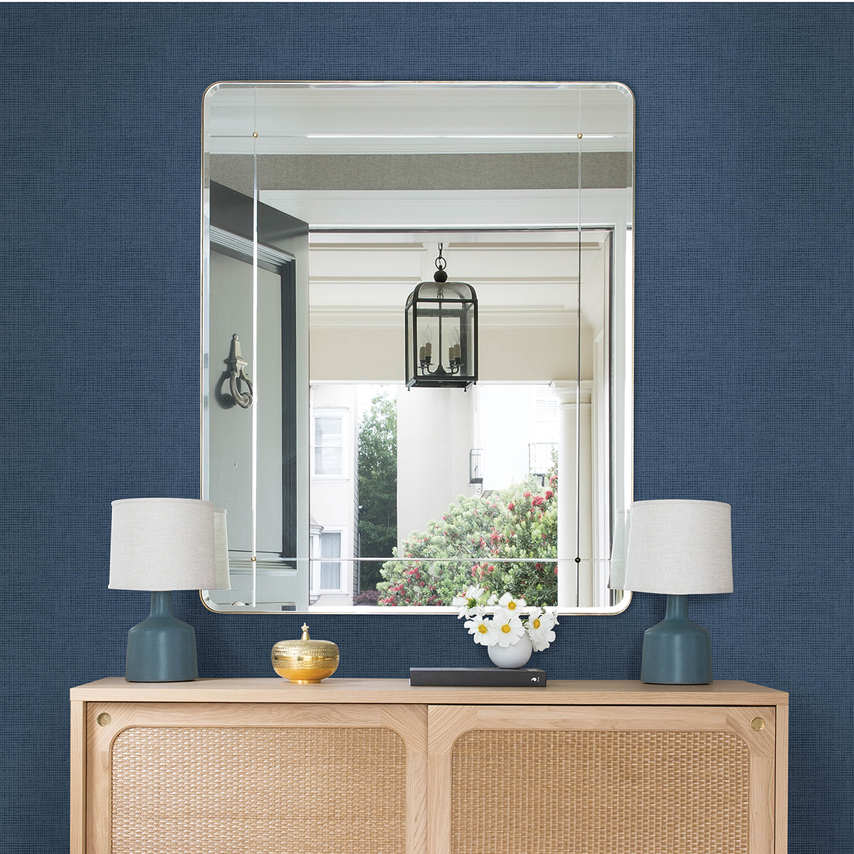 3122-10002 - Nimmie Navy Woven Grasscloth Wallpaper - by Chesapeake