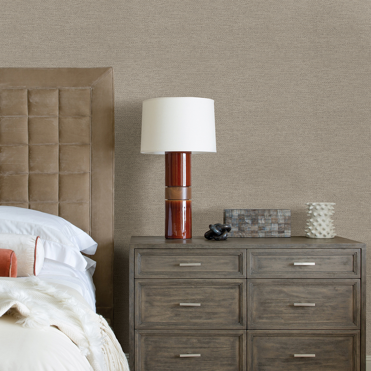 2971-86357 - Jordan Taupe Faux Tweed Wallpaper - by A-Street Prints