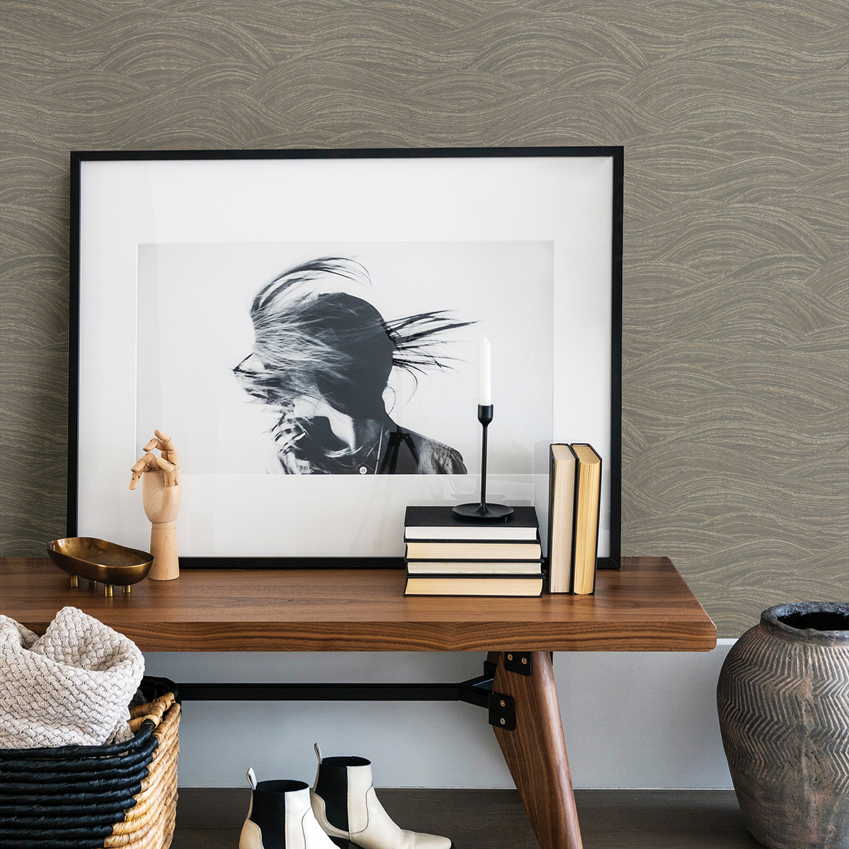 2971-86361 - Leith Grey Zen Waves Wallpaper - by A-Street Prints