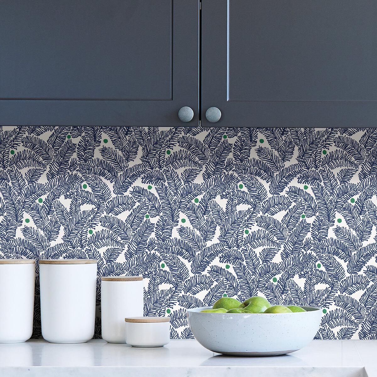 NUS4158 - Navy Fernanda Peel and Stick Wallpaper - by NuWallpaper