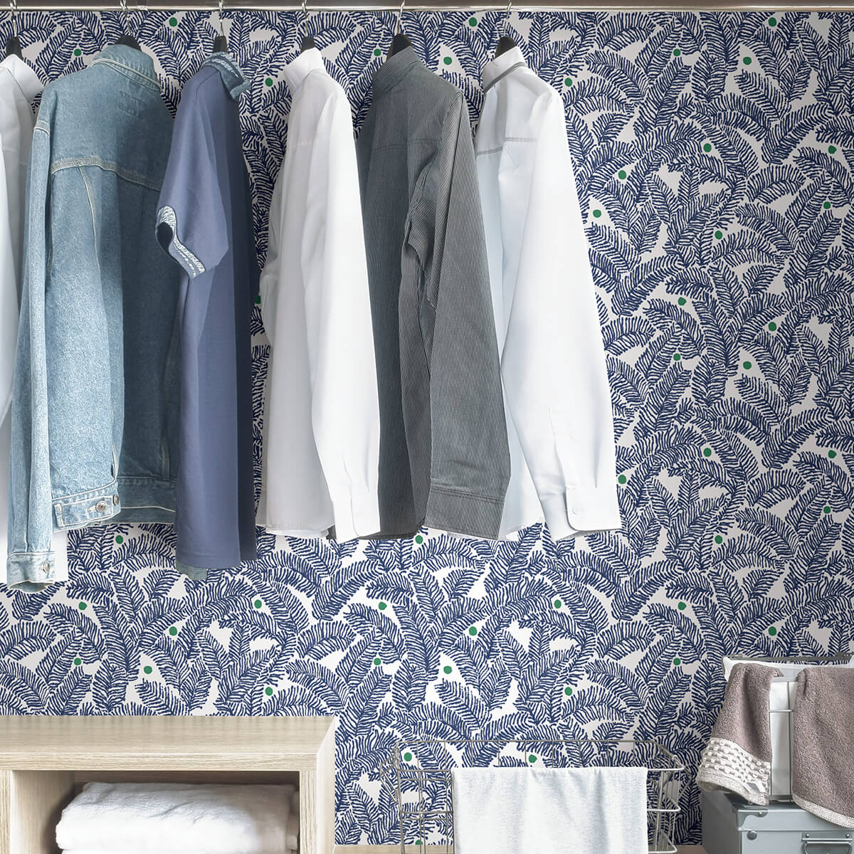 NUS4158 - Navy Fernanda Peel and Stick Wallpaper - by NuWallpaper