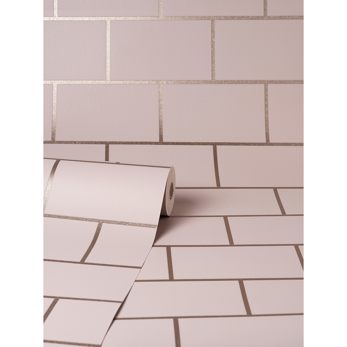 M1635 - Metro Rose Gold Tile Wallpaper - by Fine Decor