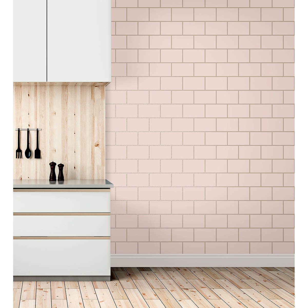 M1635 - Metro Rose Gold Tile Wallpaper - by Fine Decor