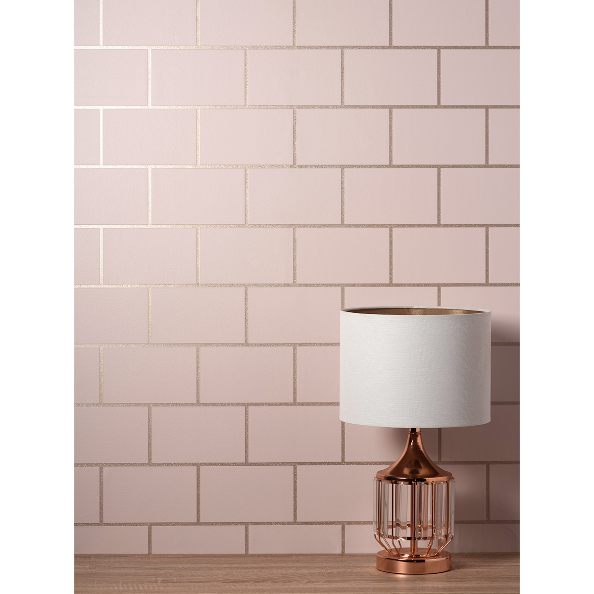 M1635 - Metro Rose Gold Tile Wallpaper - by Fine Decor