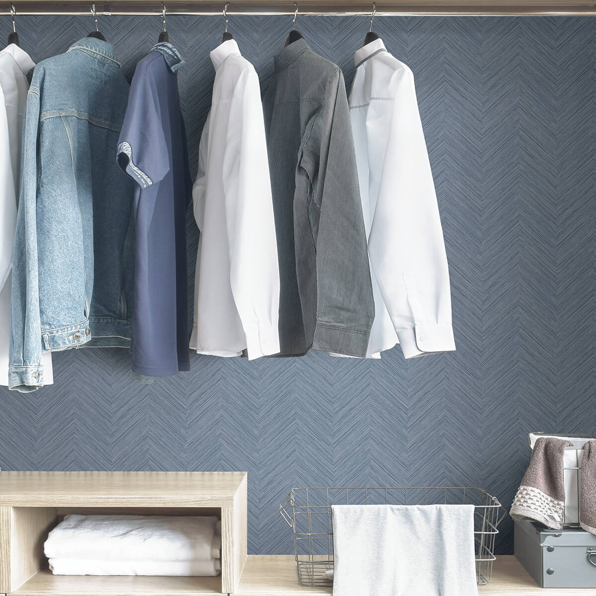 NUS4399 - Blue Sampson Peel and Stick Wallpaper - by NuWallpaper