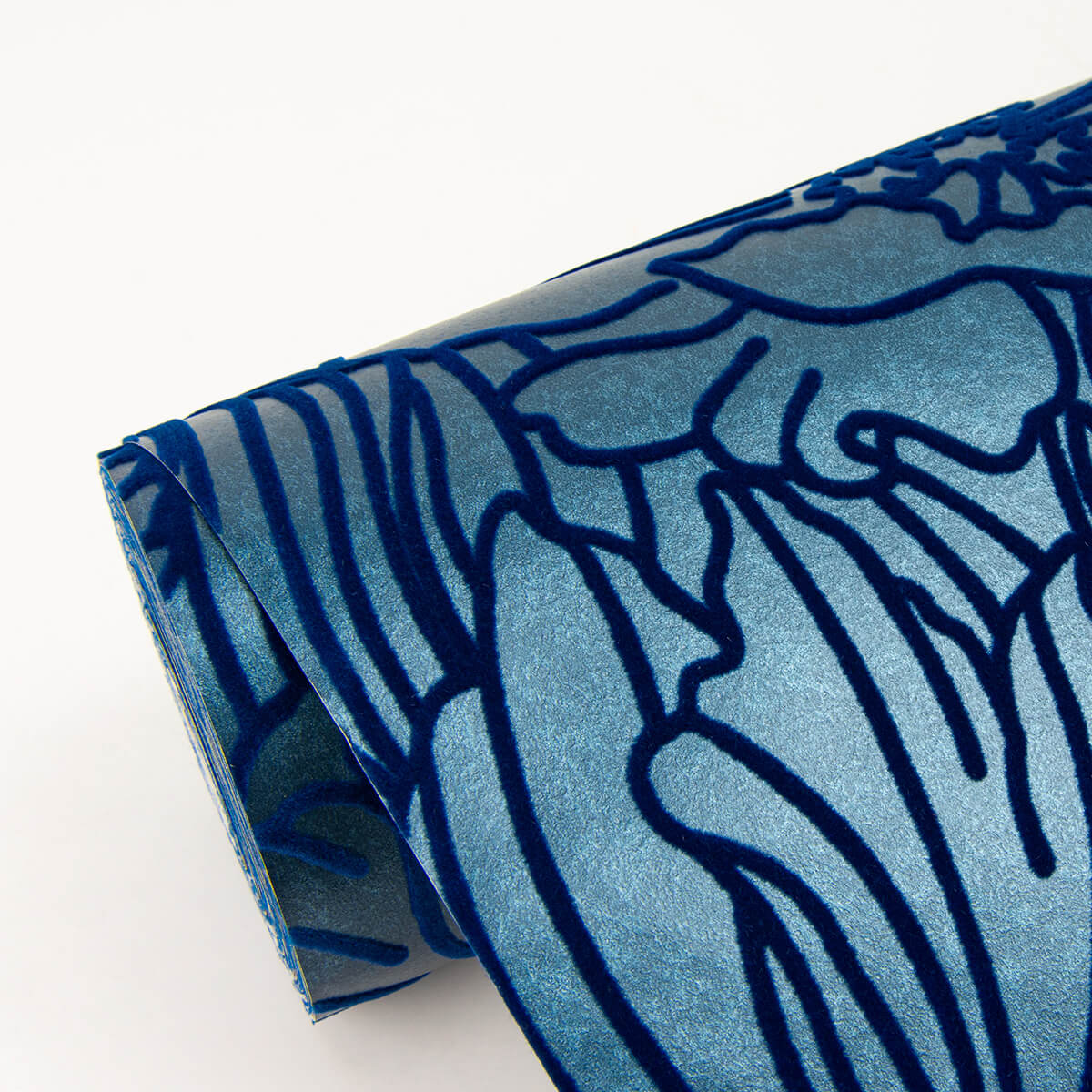 2970-87356 - Selwyn Flock Dark Blue Floral Wallpaper - by A-Street Prints