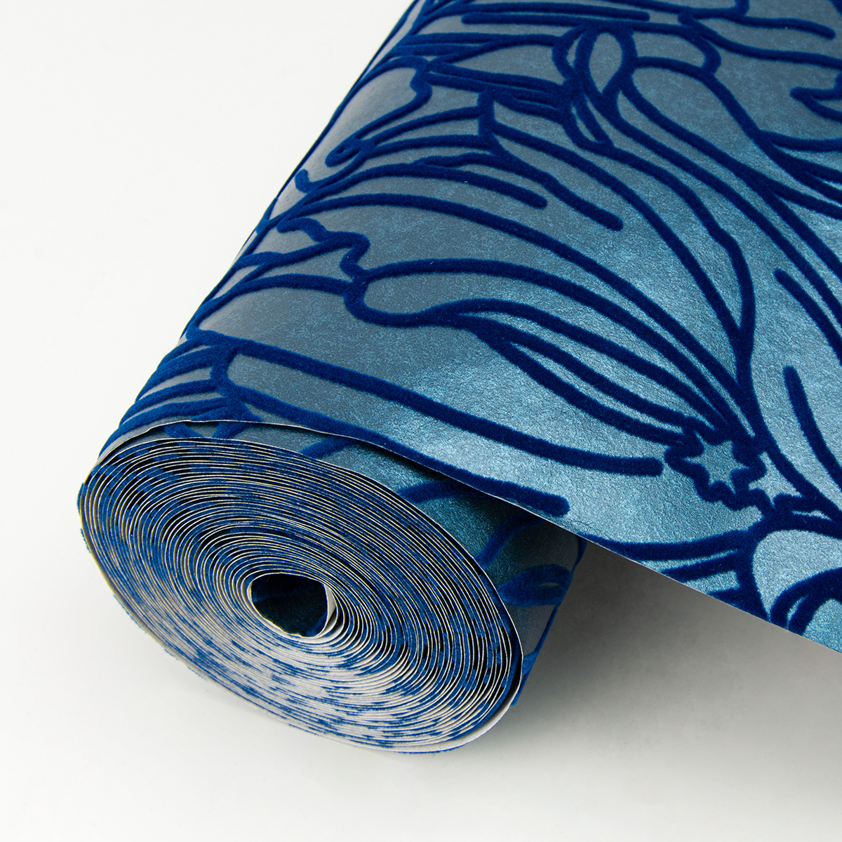 2970-87356 - Selwyn Flock Dark Blue Floral Wallpaper - by A-Street Prints