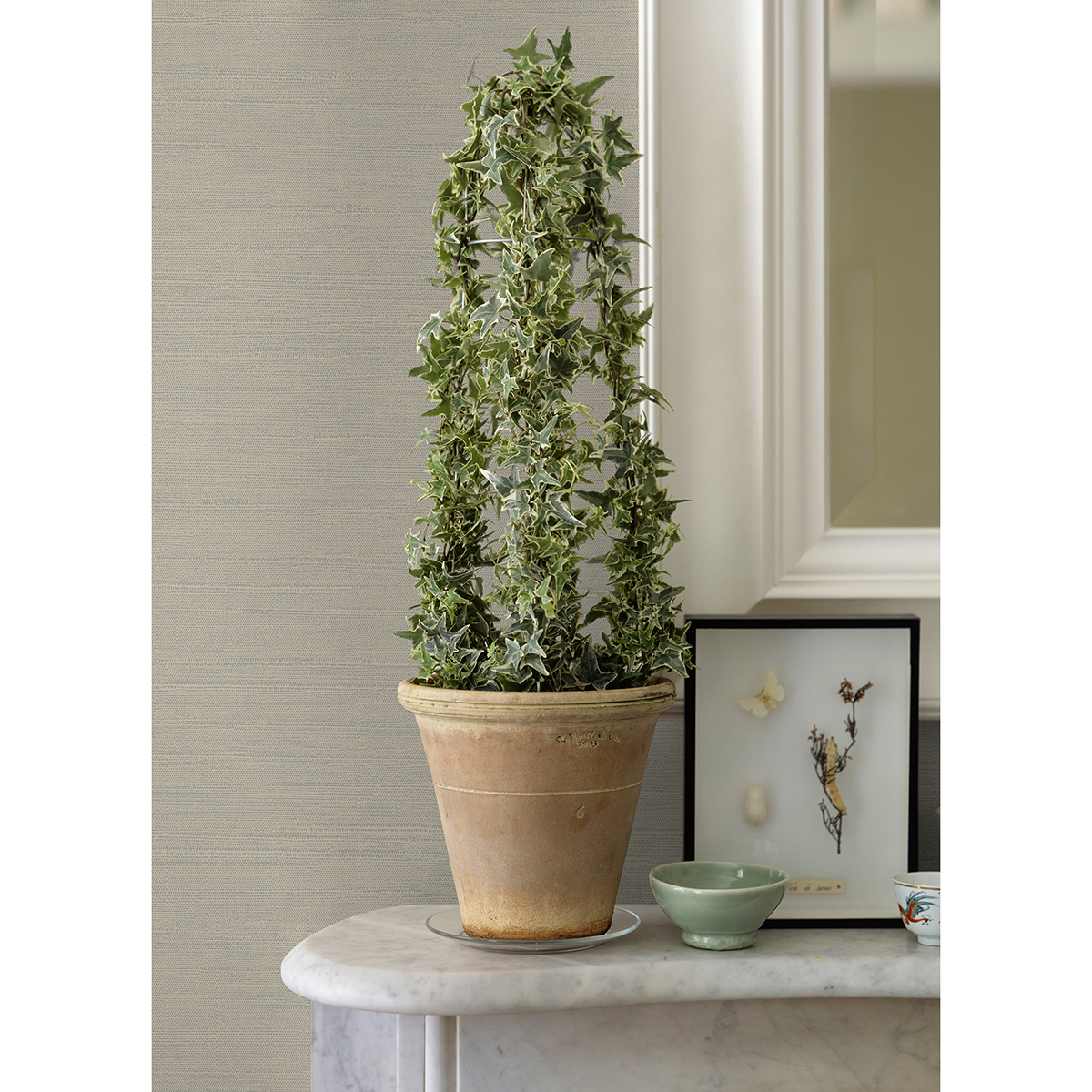 4058-24853 - Aida Beige Horizontal Silk Wallpaper - by Sirpi