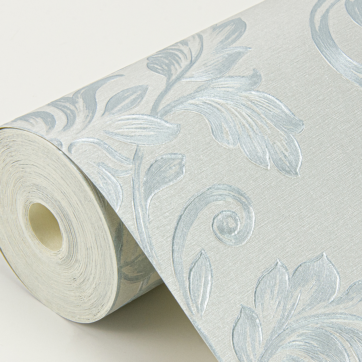 4058-24880 - Antonella Light Blue Scroll Wallpaper - by Sirpi