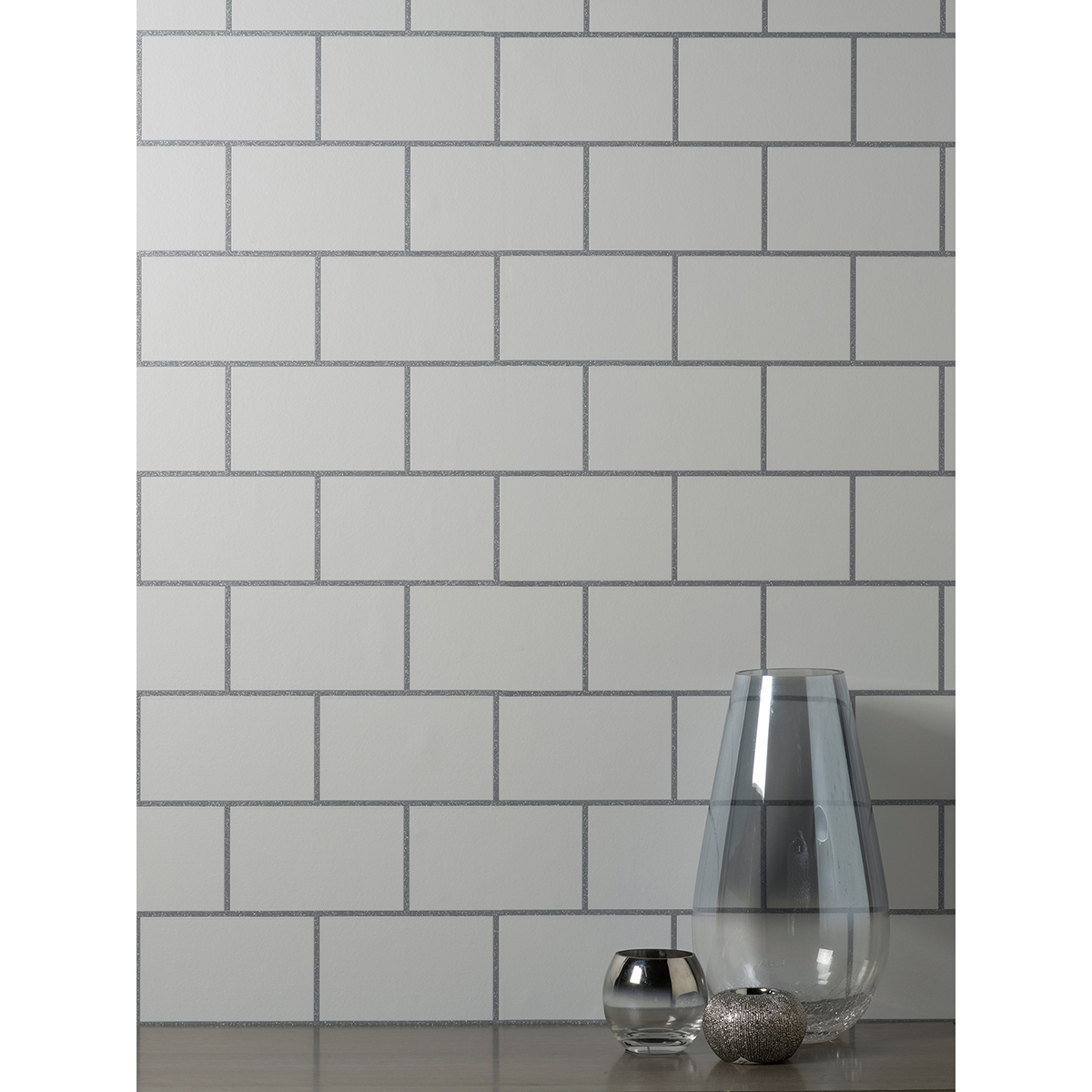 M1637 - Metro White Tile Wallpaper - by Fine Décor