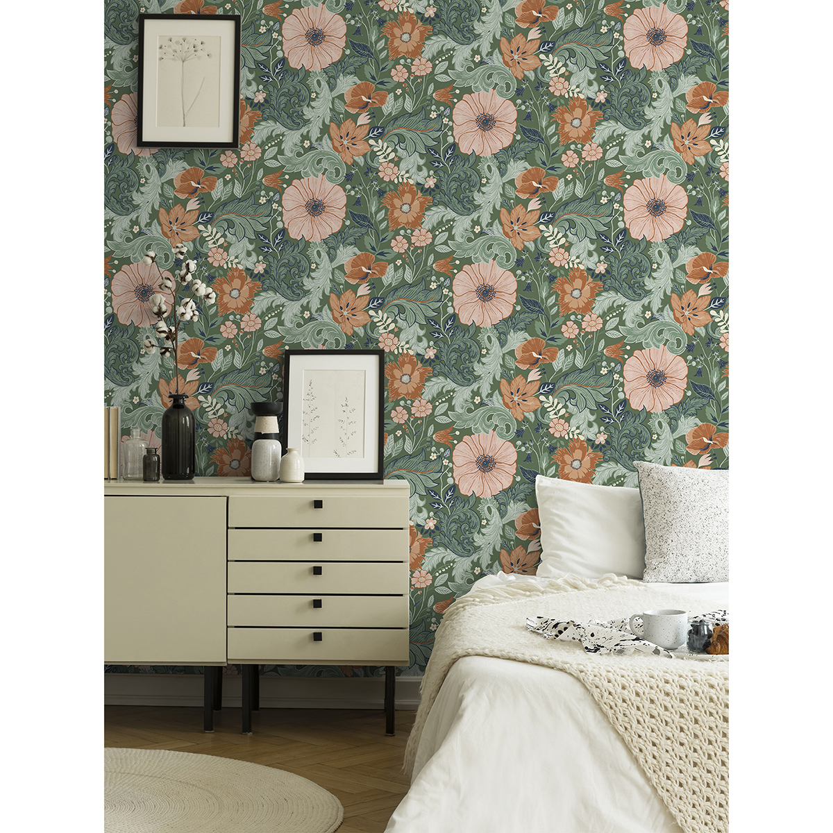 2999-13109 - Victoria Green Floral Nouveau Wallpaper - by A-Street Prints