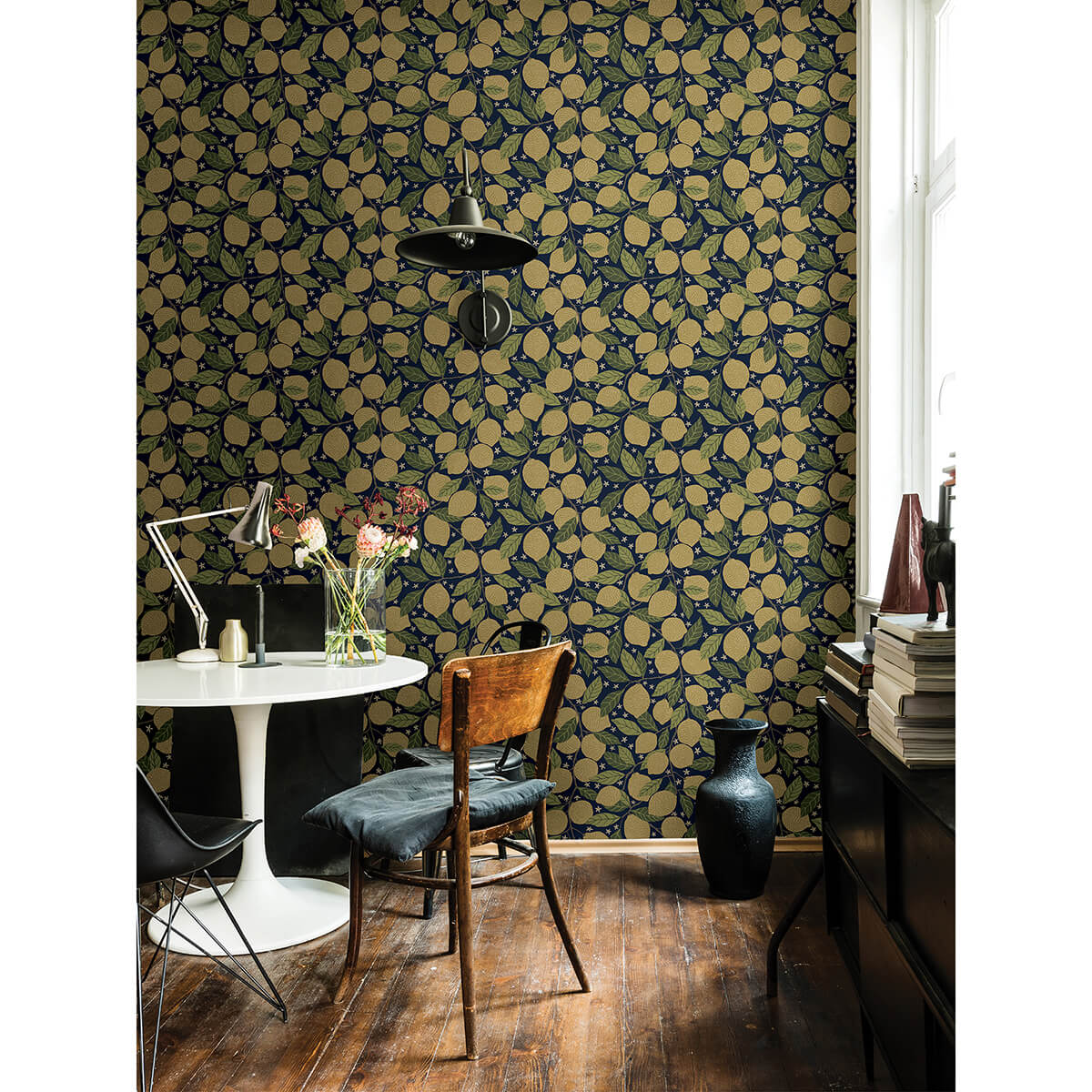 2999-44118 - Lemona Navy Fruit Tree Wallpaper - by A-Street Prints
