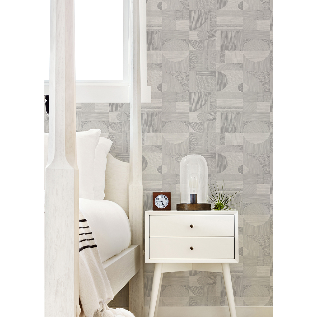 NUS4639 - Silver Margo Geometric Peel and Stick Wallpaper - by NuWallpaper