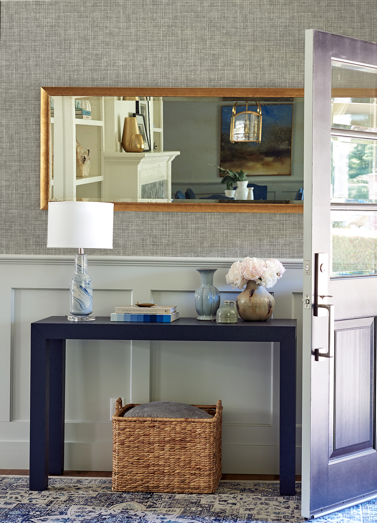 4081-26354 - Emerson Grey Faux Linen Wallpaper - by A-Street Prints