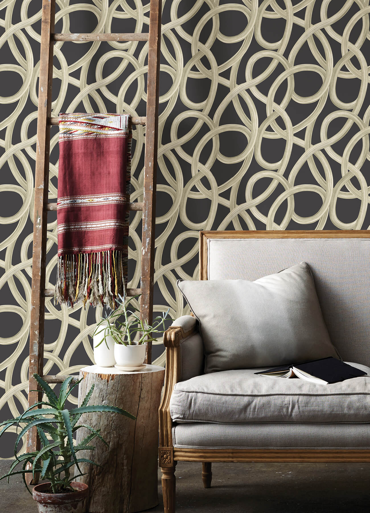 York Wallcoverings. CEP50126W - Calix Black Twisted Geo Wallpaper - by ...